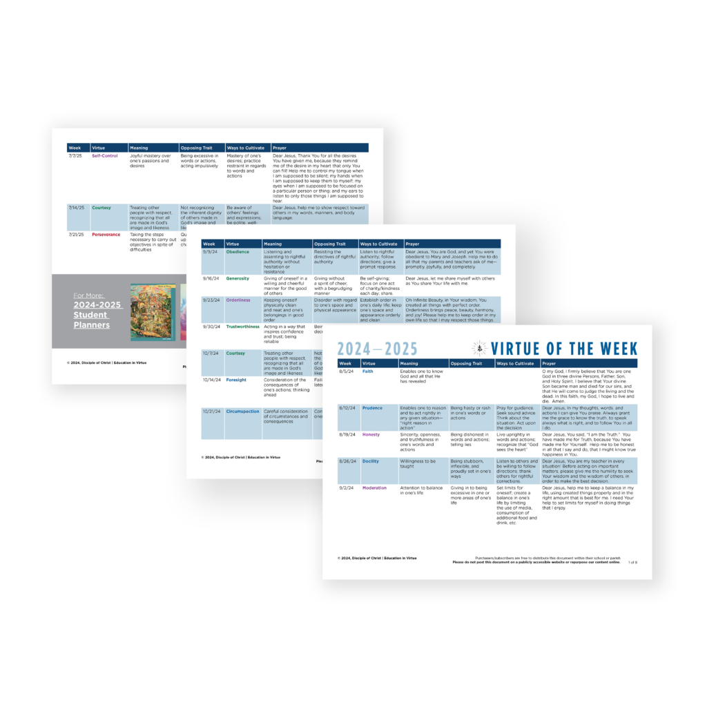 2024-2025 Virtue of the Week Reference Chart » Openlight Media Shop
